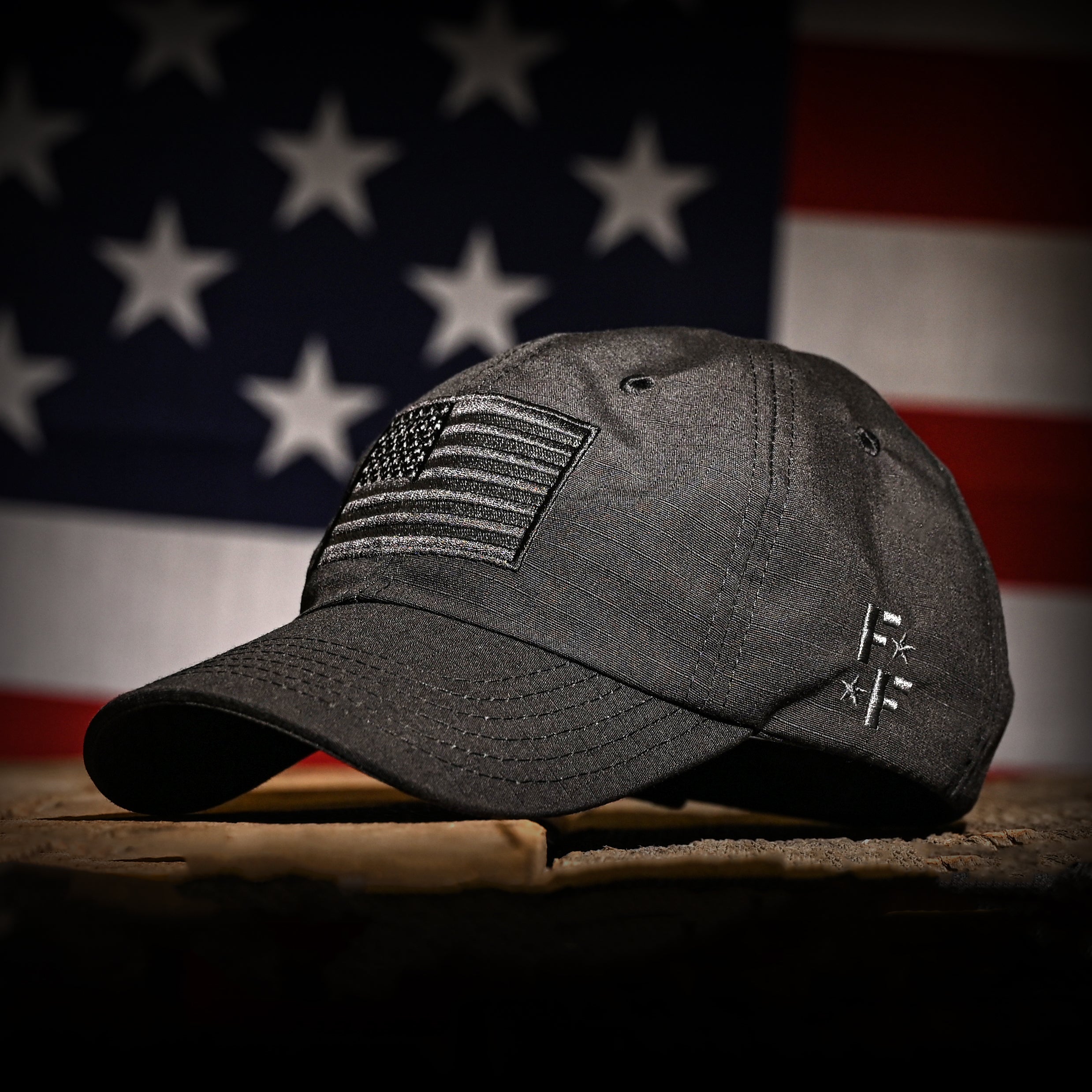 Murdered Out Black Ripstop Full Fabric American Flag Range Hat ...