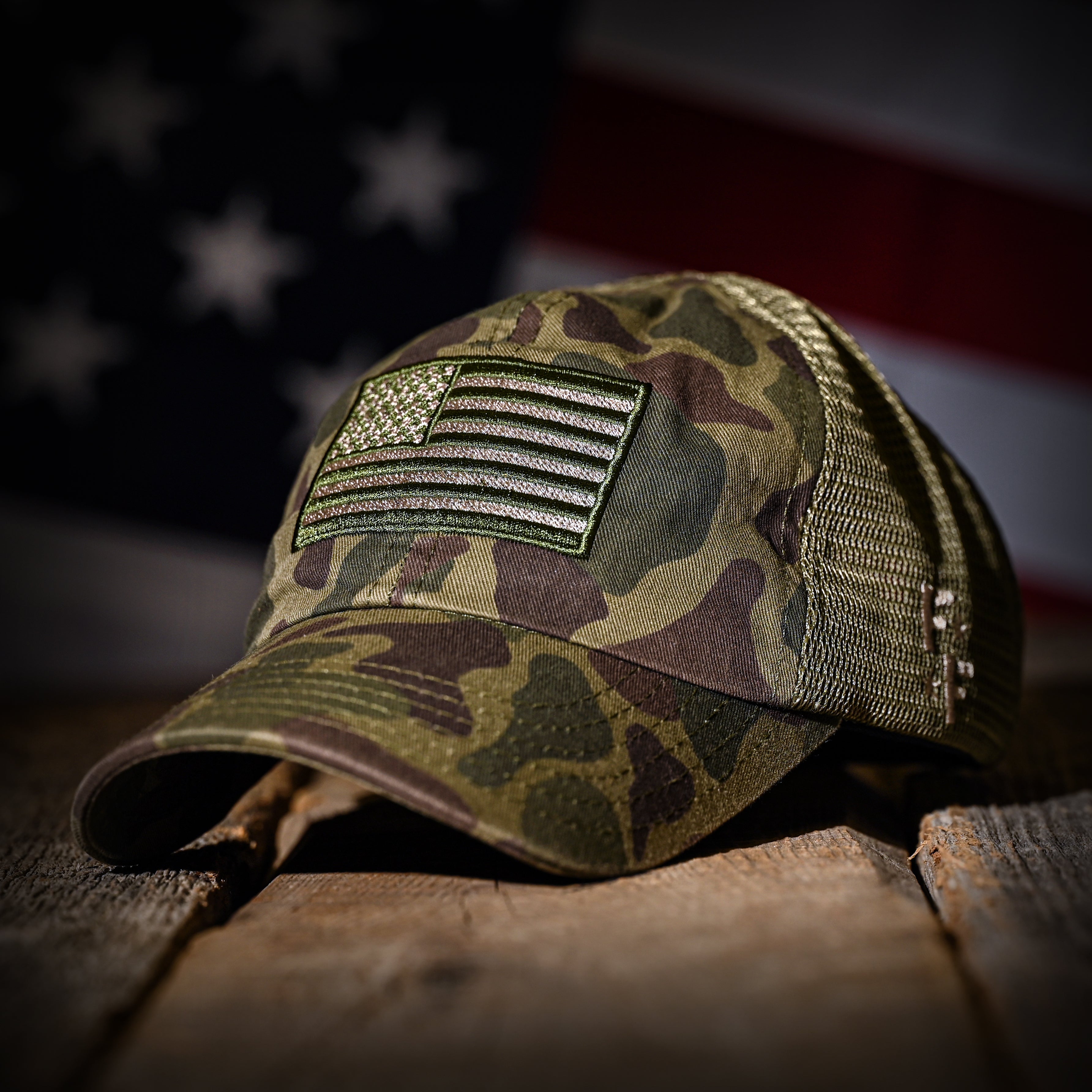 Vintage Frog Skin Camo American Flag Range Hat | American Fire Brigade